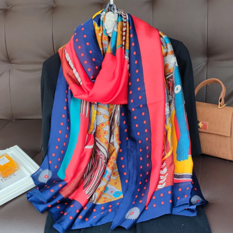 New-180-90cm-classic-Silk-Scarf-Women-Foulard-Office-lady-Large-Fashion ...