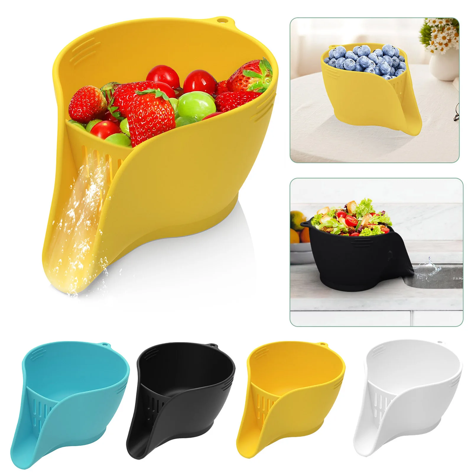 Multifunction Silicone Drain Basket with Drainage Spout Food Grade ...