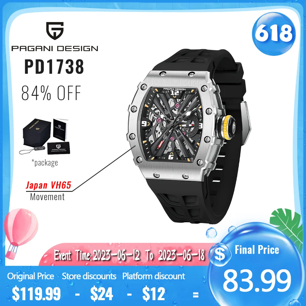 Pagani Design 2023 Spring Men's Quartz Watches Vh65 Skeleton Dial ...