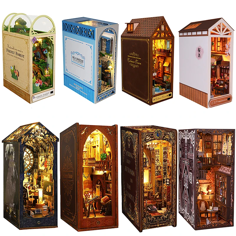 DIY-Book-Nook-Kit-Miniature-Doll-House-With-LED-Light-3D-Puzzle-Model ...