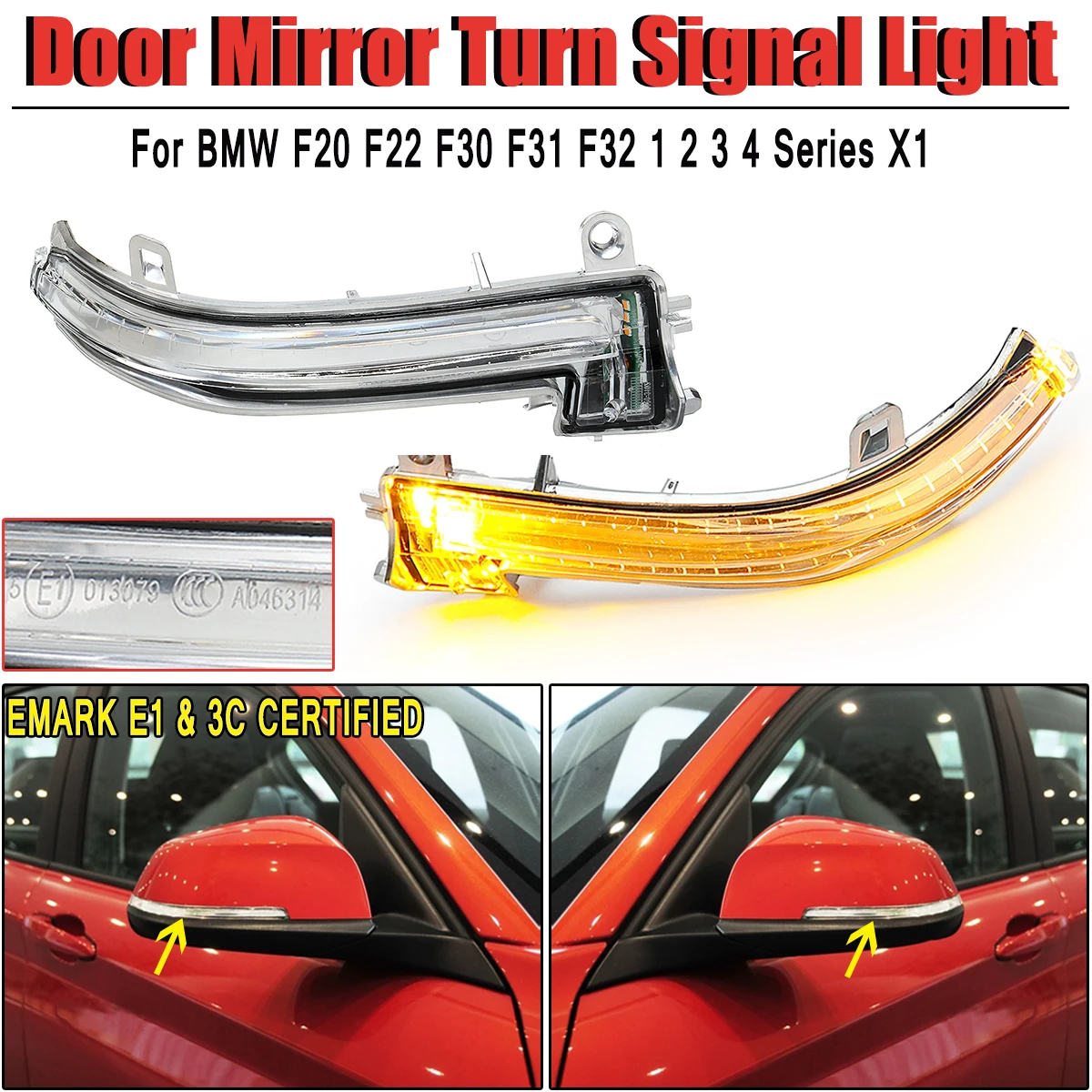 Pair Car Rearview Mirror Turn Signal Light For BMW 3 Series F20 F22 F30 ...
