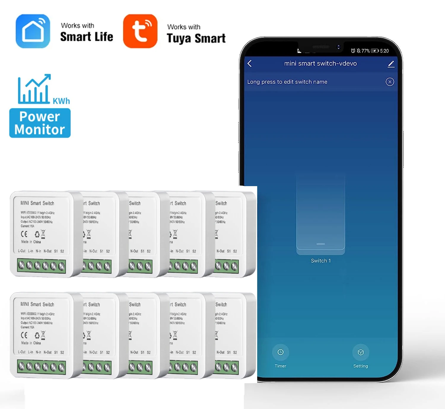 16A-Tuya-Power-Monitor-2-way-WiFi-Smart-Switch-Energy-Electricity ...