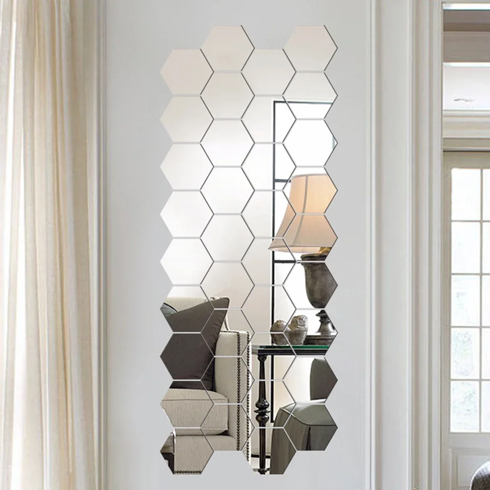 DIY-3D-Mirror-Wall-Sticker-Hexagon-Acrylic-DIY-Self-Adhesive-Mirror ...