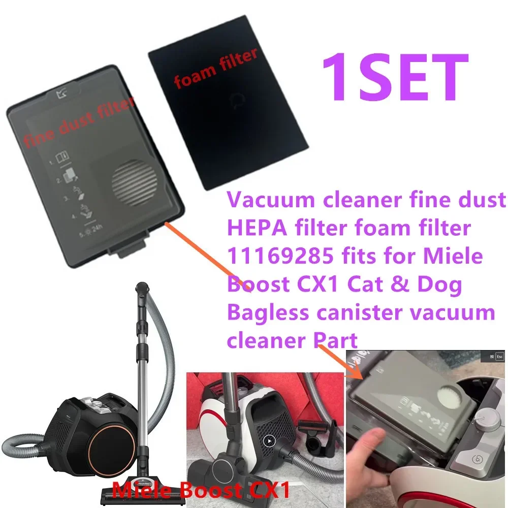 1set-Vacuum-cleaner-fine-dust-HEPA-filter-foam-filter-11169285-compatible-with-Miele-Boost-CX1 ...