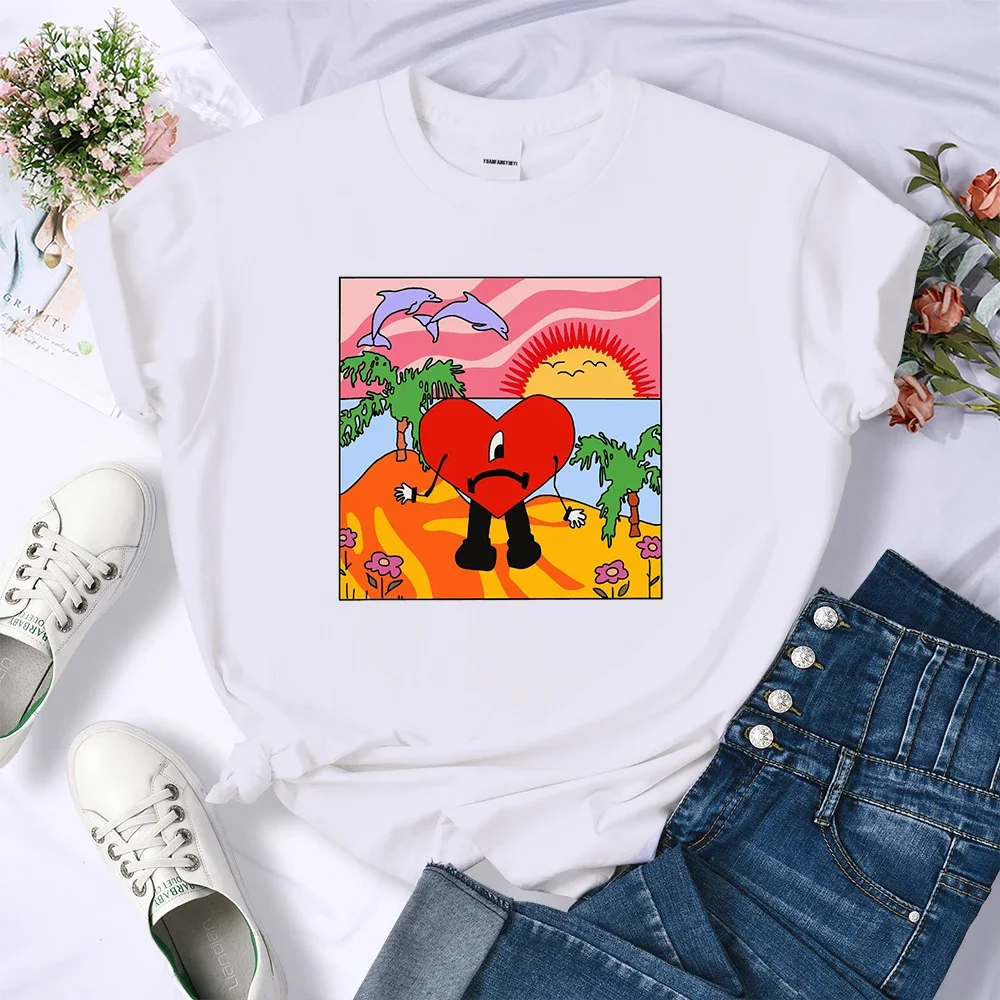 Bad-Bunny-Sad-Love-Heart-Beach-Sun-Dolphin-Palm-Tree-Tee-Shirt-New ...