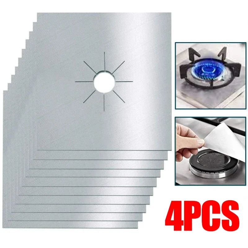 1-4PCS-Gas-Stove-Protectors-Cooker-Cover-Liner-Clean-Mat-Pad-Gas-Stove ...
