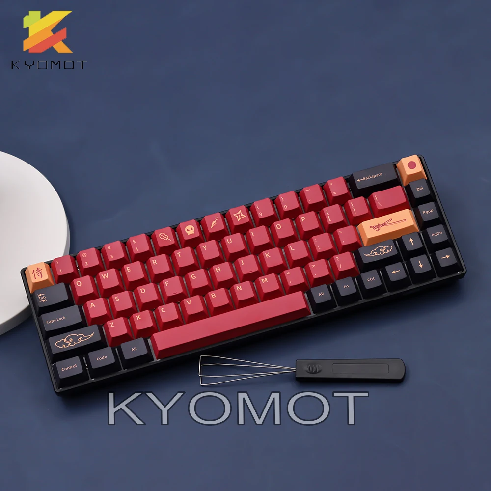 Kyomot gmk 레드 사무라이 체리 프로필 키캡 PBT Sub Dye 한국어 키 캡, MX 스위치 DIY 레이아웃 Ducky ...