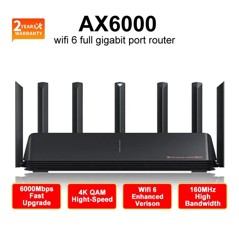 Xiaomi compatível ax6000 roteador 6000mbs wifi6 5g 512mb qualcomm cpu ...