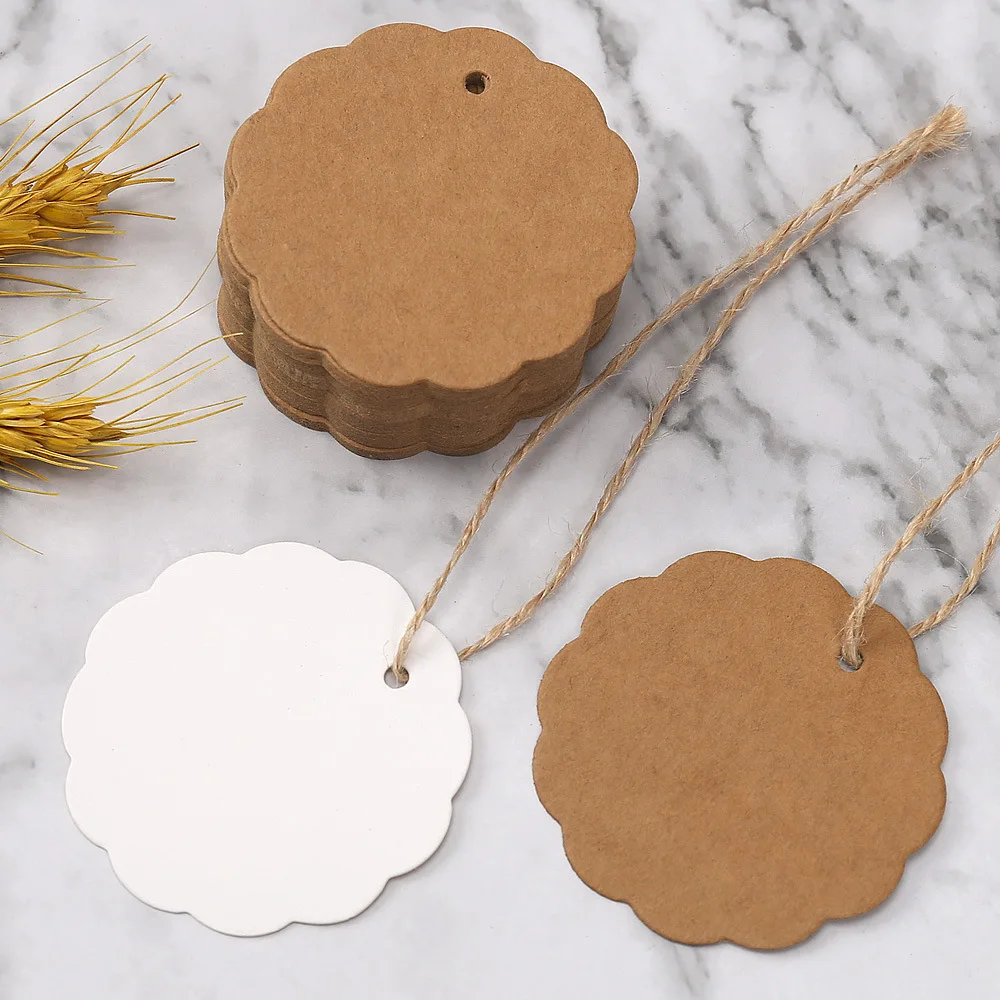 50pcs-Blank-Kraft-Paper-Tags-with-Strings-Round-Heart-Shaped-Card ...
