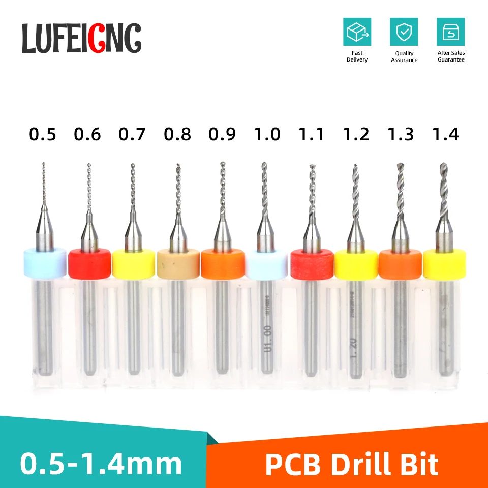 LUFEICNC 10pcs 0.5-1.4mm Mini Drill Bit Set Print Circuit Board Carbide ...