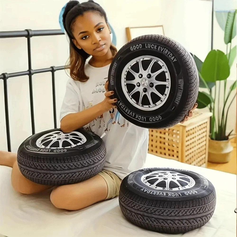 Creative Simulated Car Tire-Shaped Throw Pillow Soft PP Cotton Stuffed ...