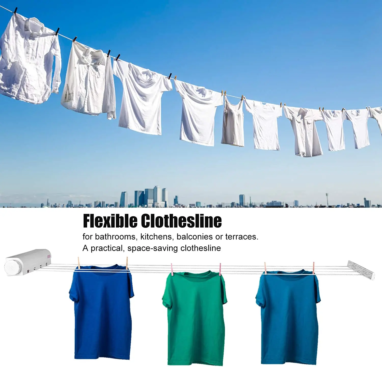 Retractable Laundry Hanger Telescopic Indoor Wall Mounted Clothes Line ...