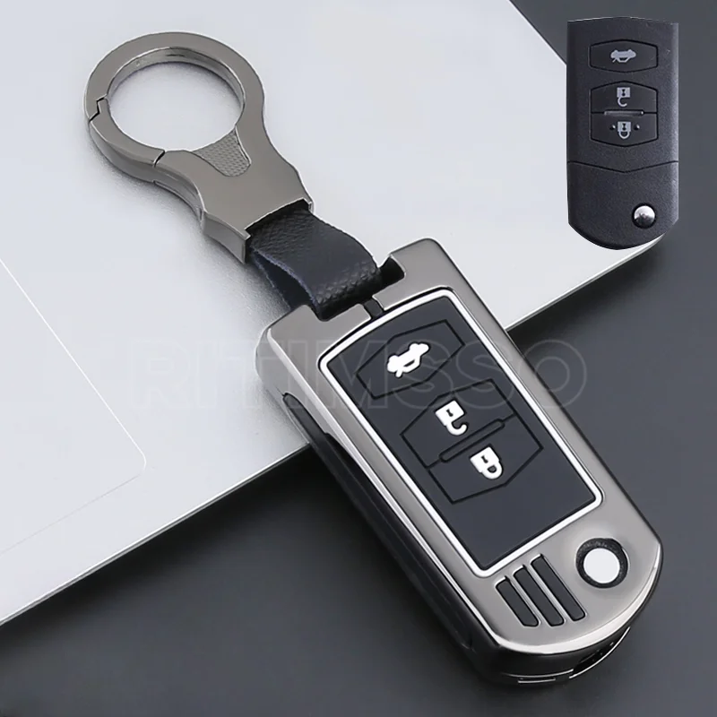 New-Alloy-Silica-Gel-Car-Folding-Key-Case-Cover-Shell-for-Mazda-3-5-6 ...