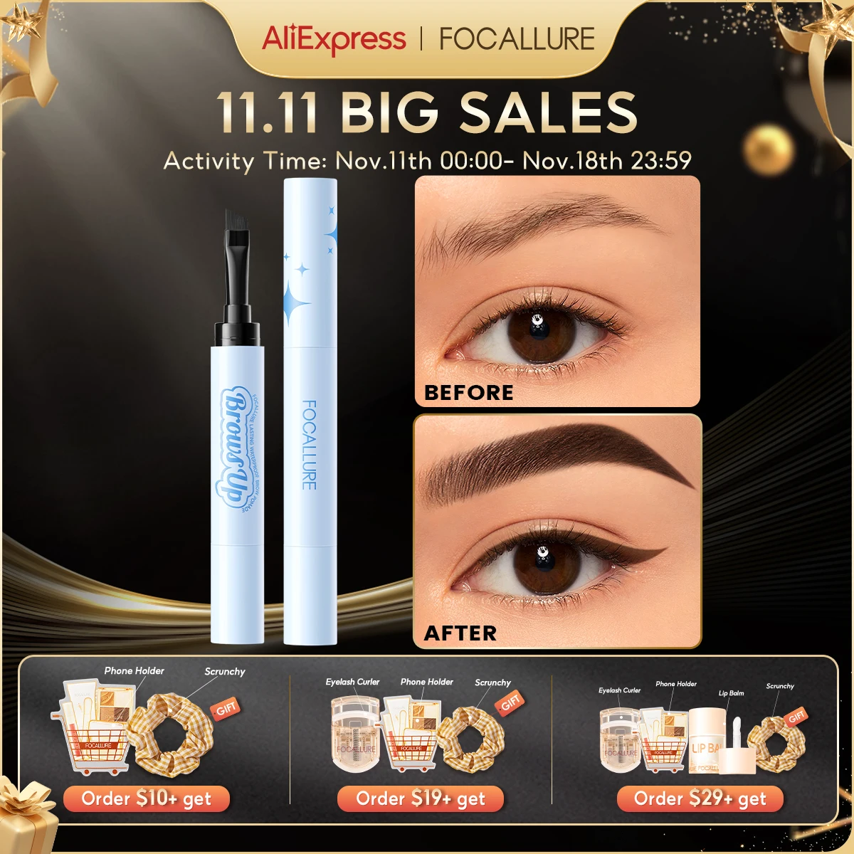 FOCALLURE-3D-Eyebrow-Gel-Cream-2-In-1-Eyeliner-Pencil-3-Colors ...