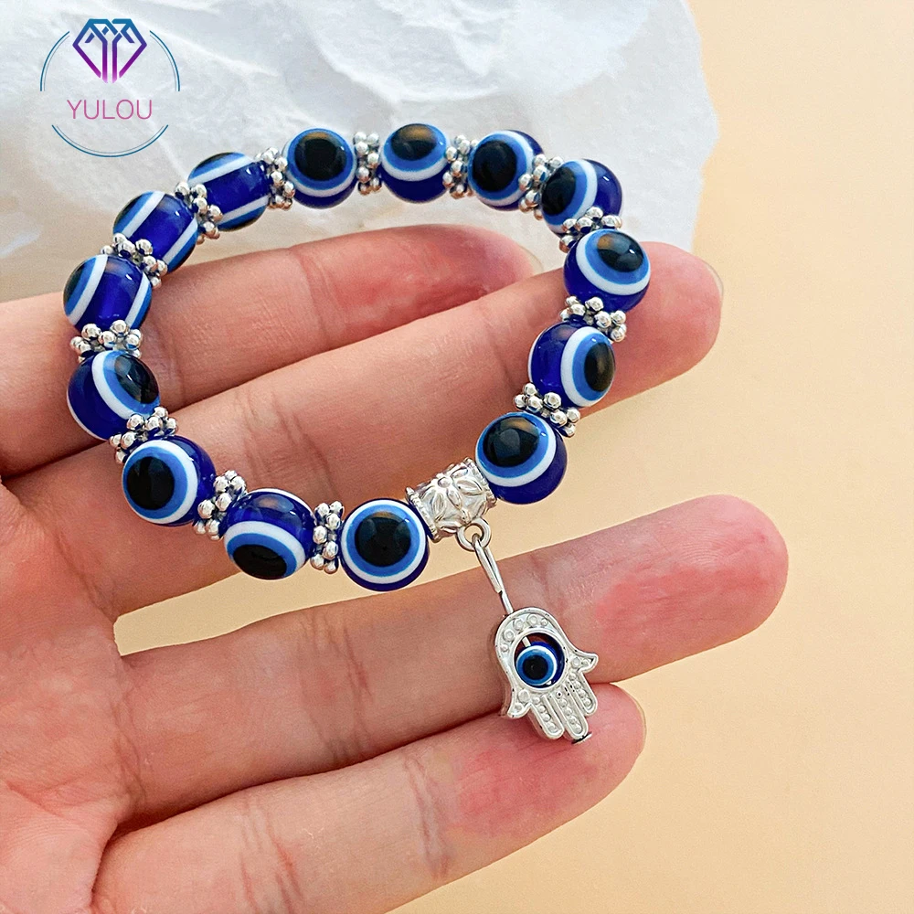 YULOU-Retro-Blue-Eye-Devil-s-Eye-Bracelet-Hand-String-Beads-Hamsa-Lucky ...