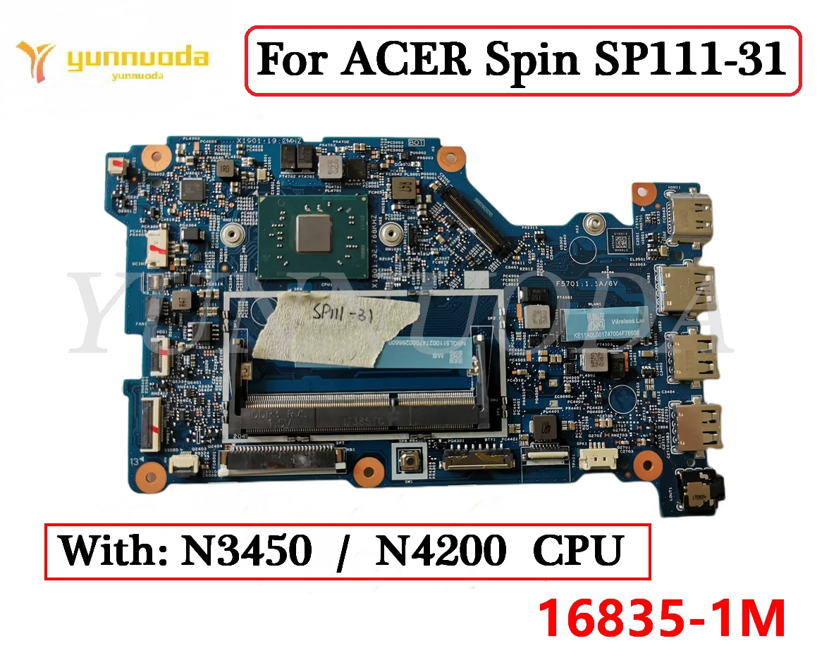 16835-1M-For-ACER-Spin-SP111-31-Laptop-motherboard-With-N3540-N4200-CPU ...