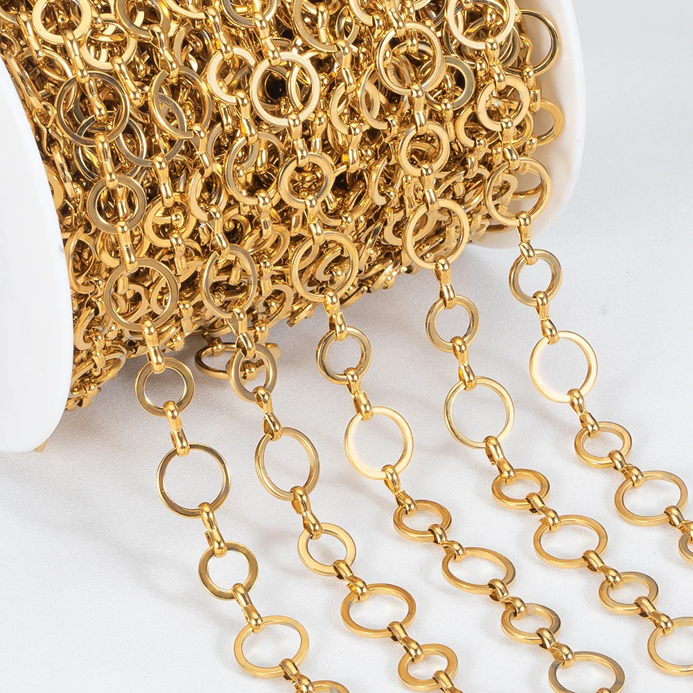 1Meters-Gold-Color-Stainless-Steel-O-Ring-Chain-8mm-10mm-Circle-Links ...