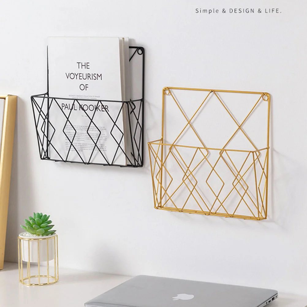 Wall-Mount-File-Holder-Wire-Mail-Sorter-Letter-Rack-Book-Metal-Hanging ...