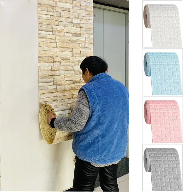 70cmX10m-Foam-3D-Wall-Stickers-Brick-Self-Adhesive-Wallpaper-Panels ...