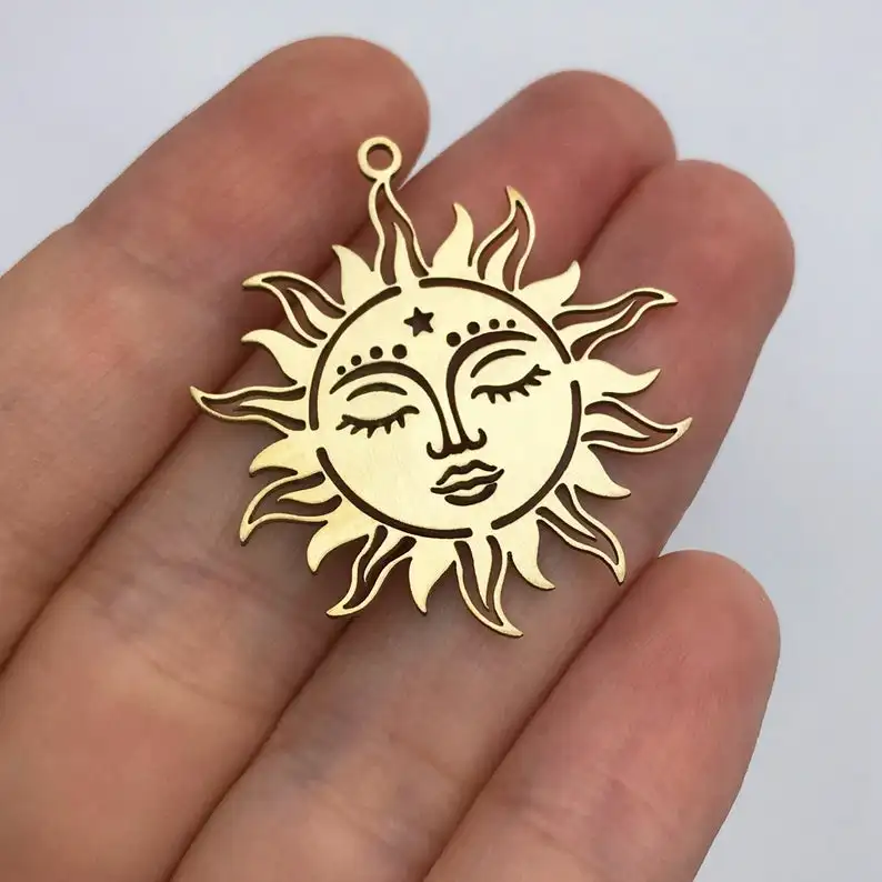 2/6/12/24pcs Brass Sun Charm, Sun Face Earring Charm, Tribal Sun Charm ...