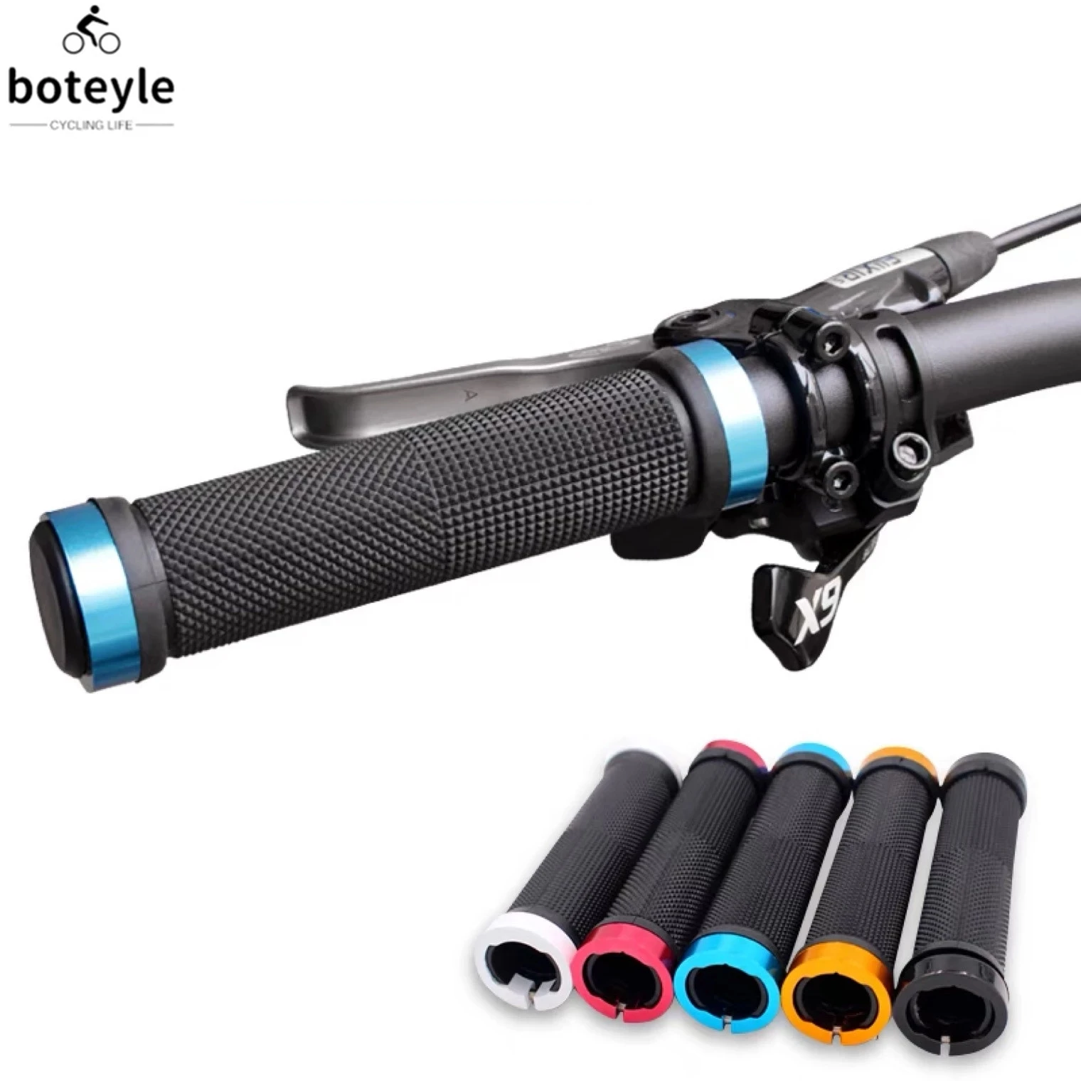 Bicycle Grips MTB Bike Handbar Grips Rubber Non-slip Aluminum Bilateral ...