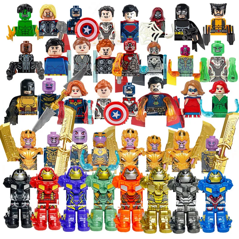 40PCS Marvel Mini Block Man Set, Superhero Anime Figure, Thanos, Hulk ...