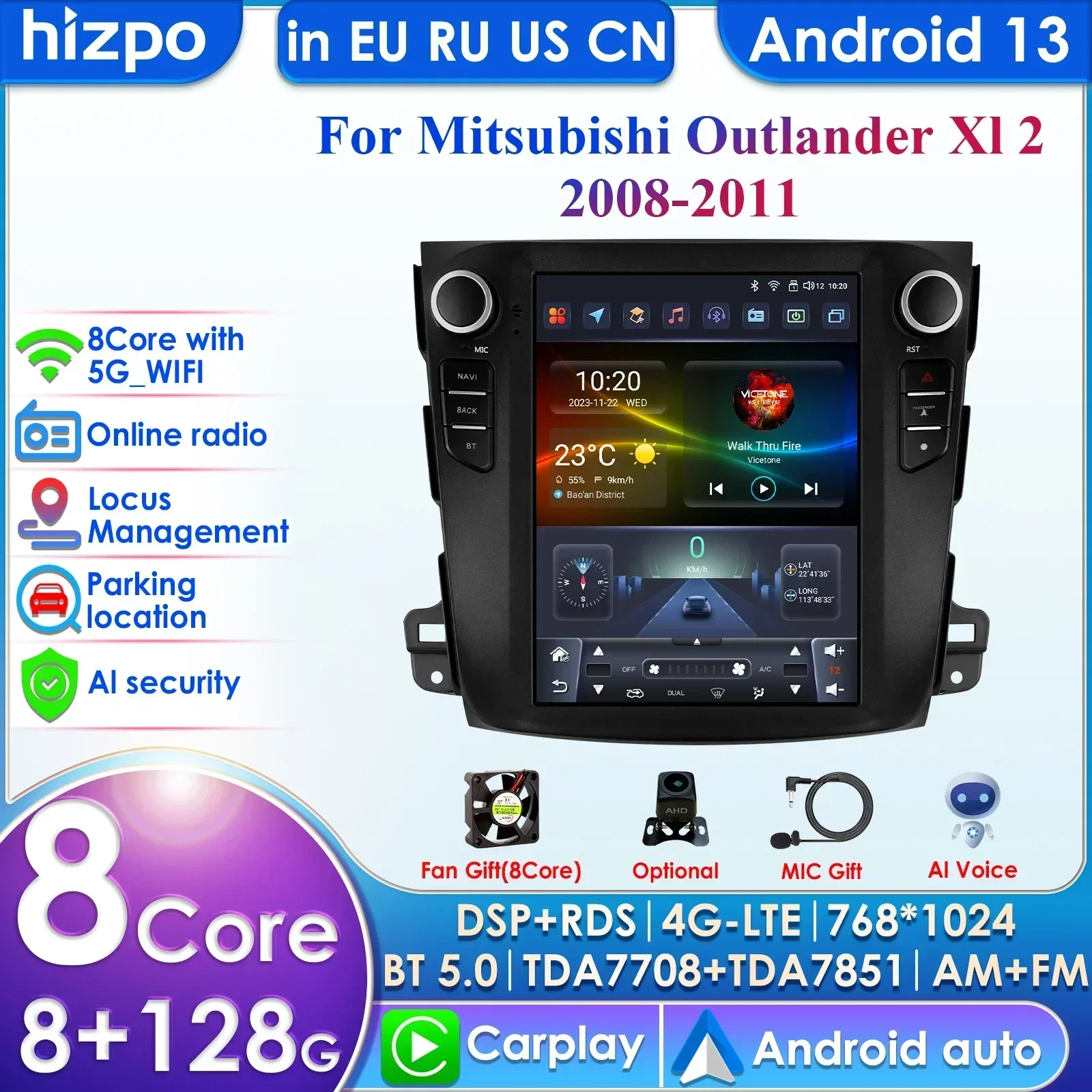 R-dio-de-carro-Android-13-para-Mitsubishi-Outlander-Xl-2-2008-2013 ...