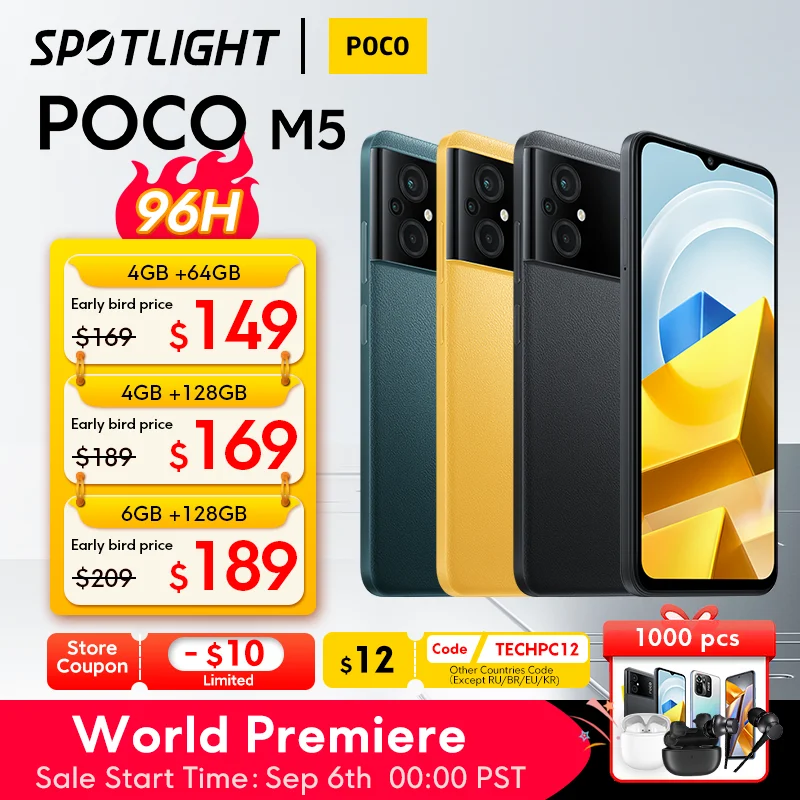 【World Premiere】POCO M5 Global Version Smartphone 64GB/128GB NFC MTK ...