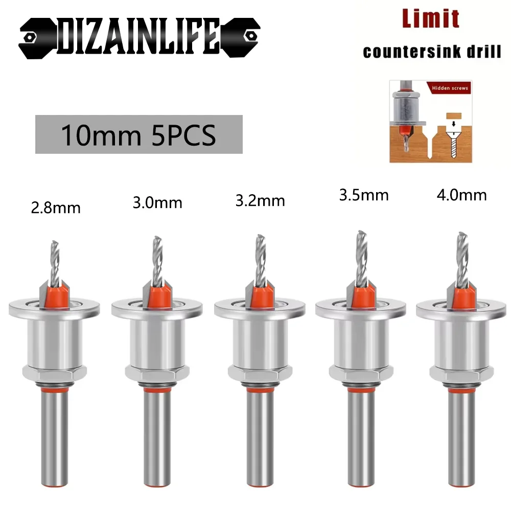 10mm-Counter-Sink-Drill-Bit-Set-Adjustable-Woodworking-Router-Core ...