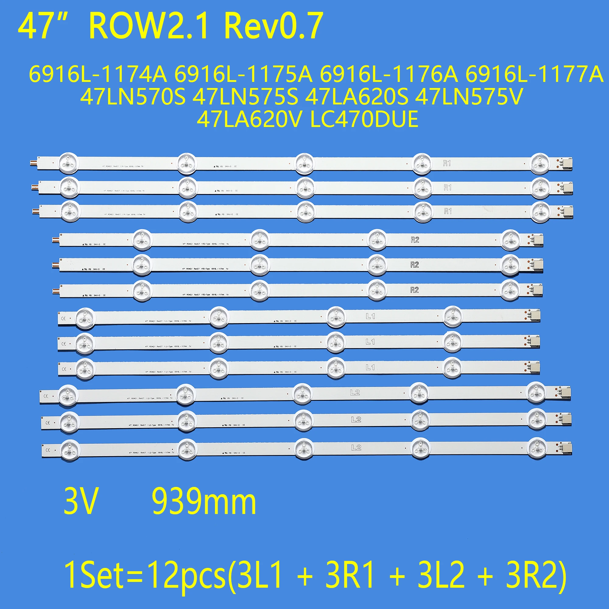 LED Backlight Strip Bar for LIG 47LN570S 47LN575S 47LA620S 47LN575V ...