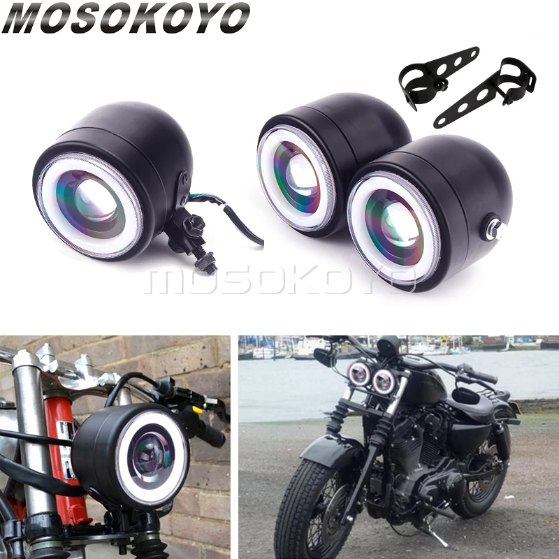 Motorcycle Retro LED Dual Headlight Double Headlamp Light For Yamaha ...