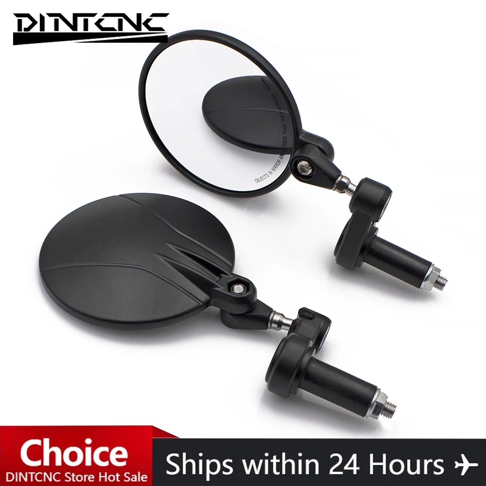 Universal-Motorcycle-Black-Round-Handlebar-Rearview-Mirror-Housing-Can ...