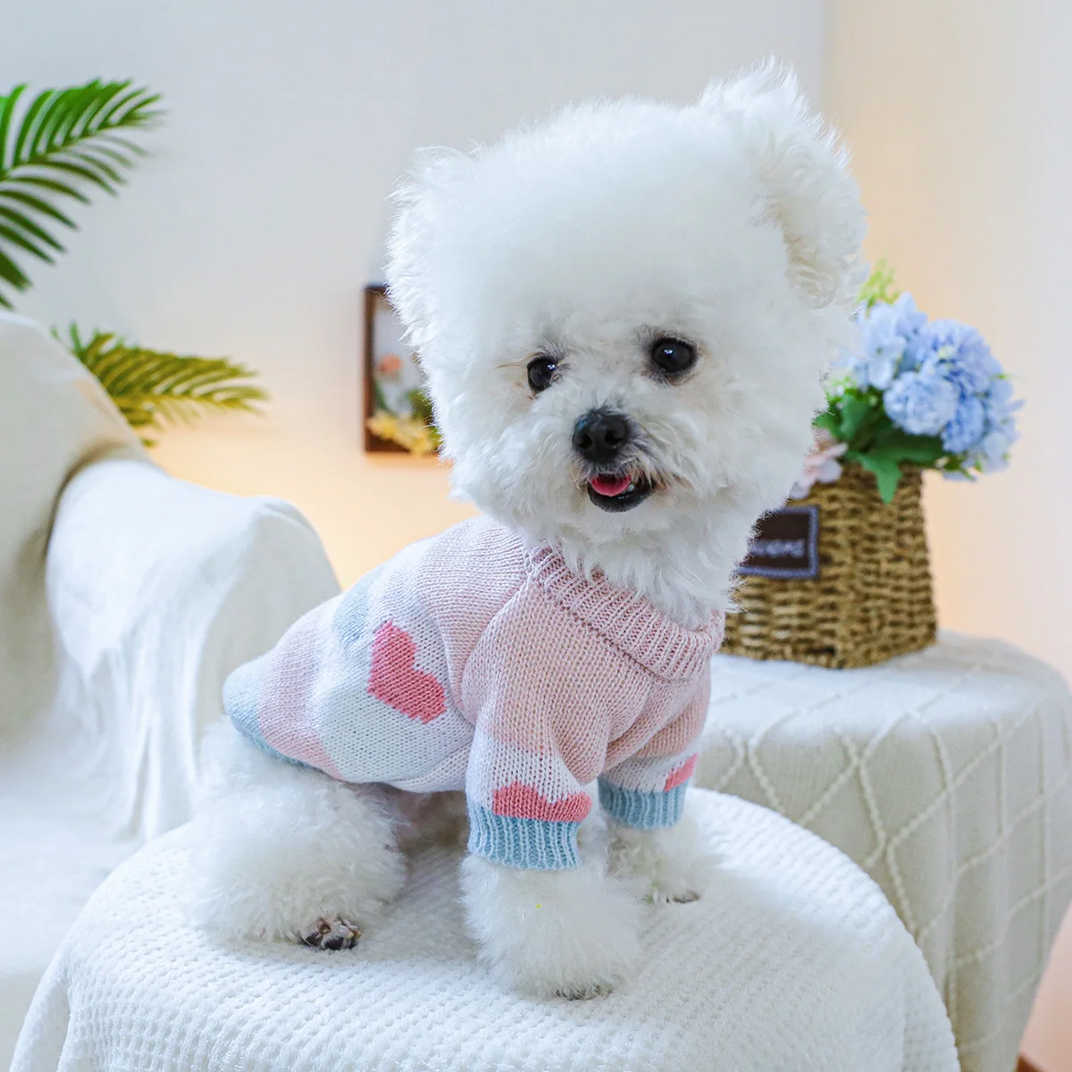 1PC-Pet-Clothing-Spring-and-Autumn-Dog-Hoodie-Elastic-Blue-Pink-Love ...