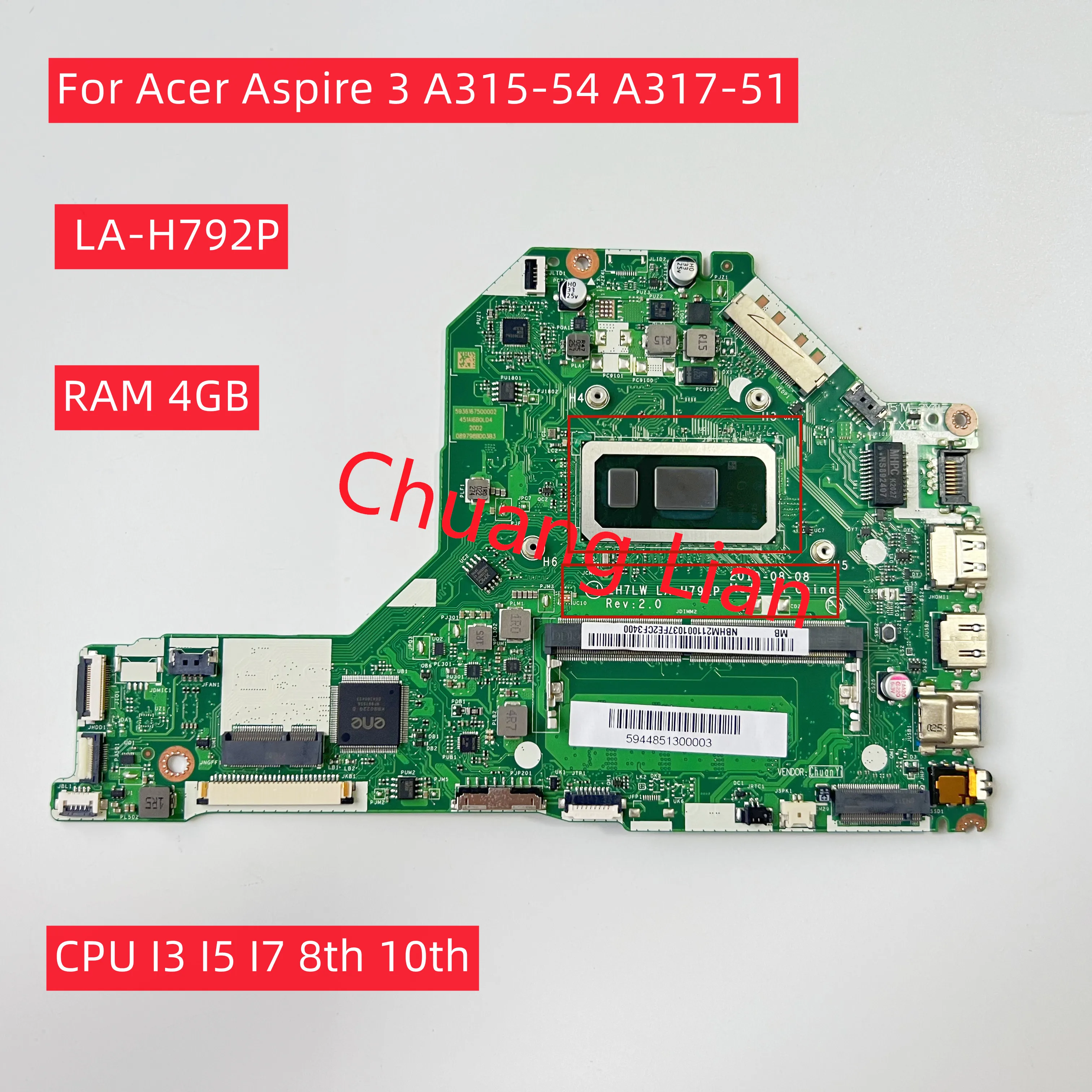 EH7LW-LA-H792P-Para-Acer-Aspire-3-A315-54-A317-51-Notebook-Motherboard ...
