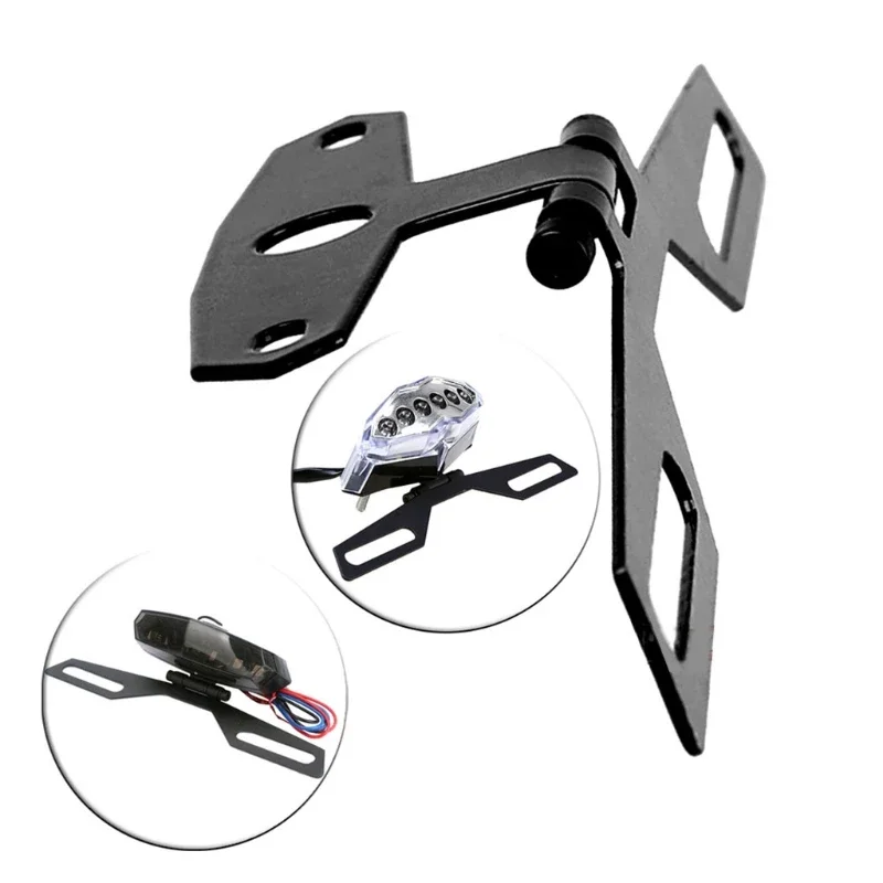 Motorcycle-License-Plate-Bracket-Taillight-Fixed-Folding-Number-Plate ...