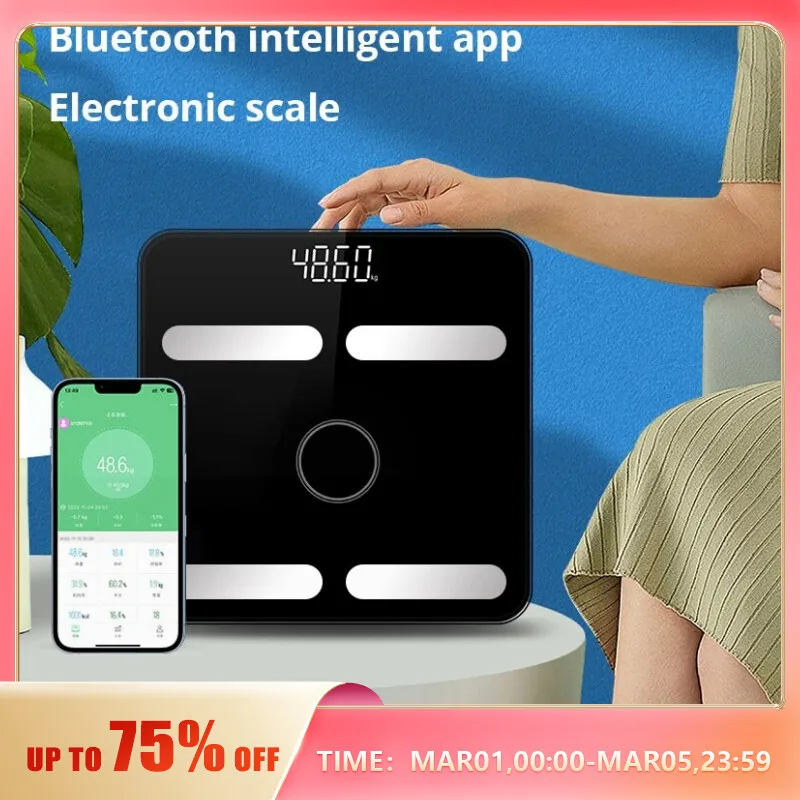1pc Black/White Bluetooth Smart Body Fat Scale Charging Electronic ...