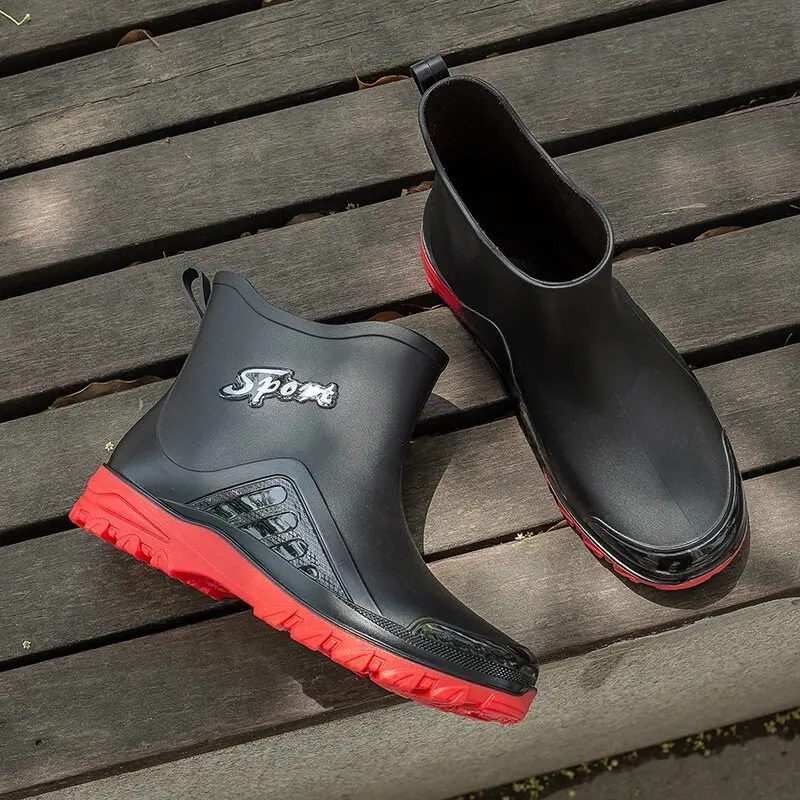 Winter-Men-Short-Tube-Rain-Boots-Four-Seasons-Waterproof-Rubber-Boots ...