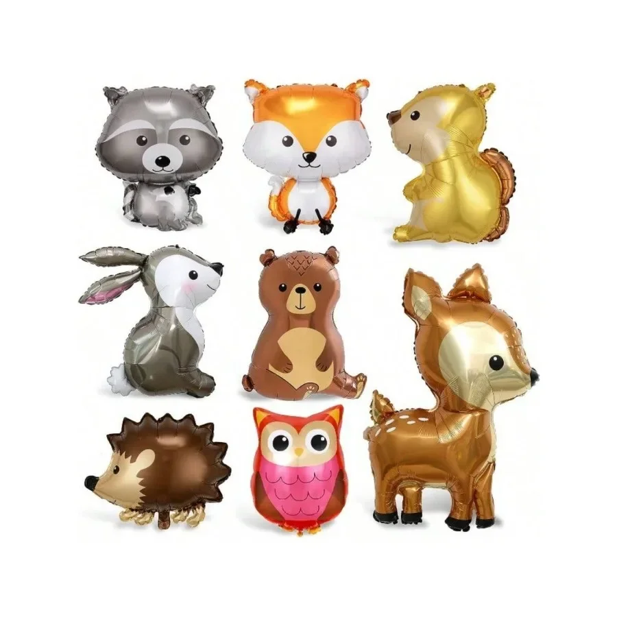8pcs Forest Animals Foil Balloons, Deer Owl Raccoon Squirrel Balloon ...