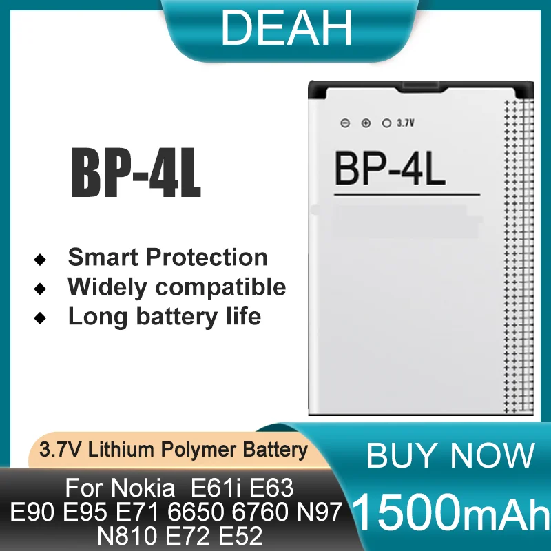 1PCS BP 4L BP4L 1500mAh 교체 노키아 E61i E63 E90 E95 E71 E73 6650 6760 N97 ...