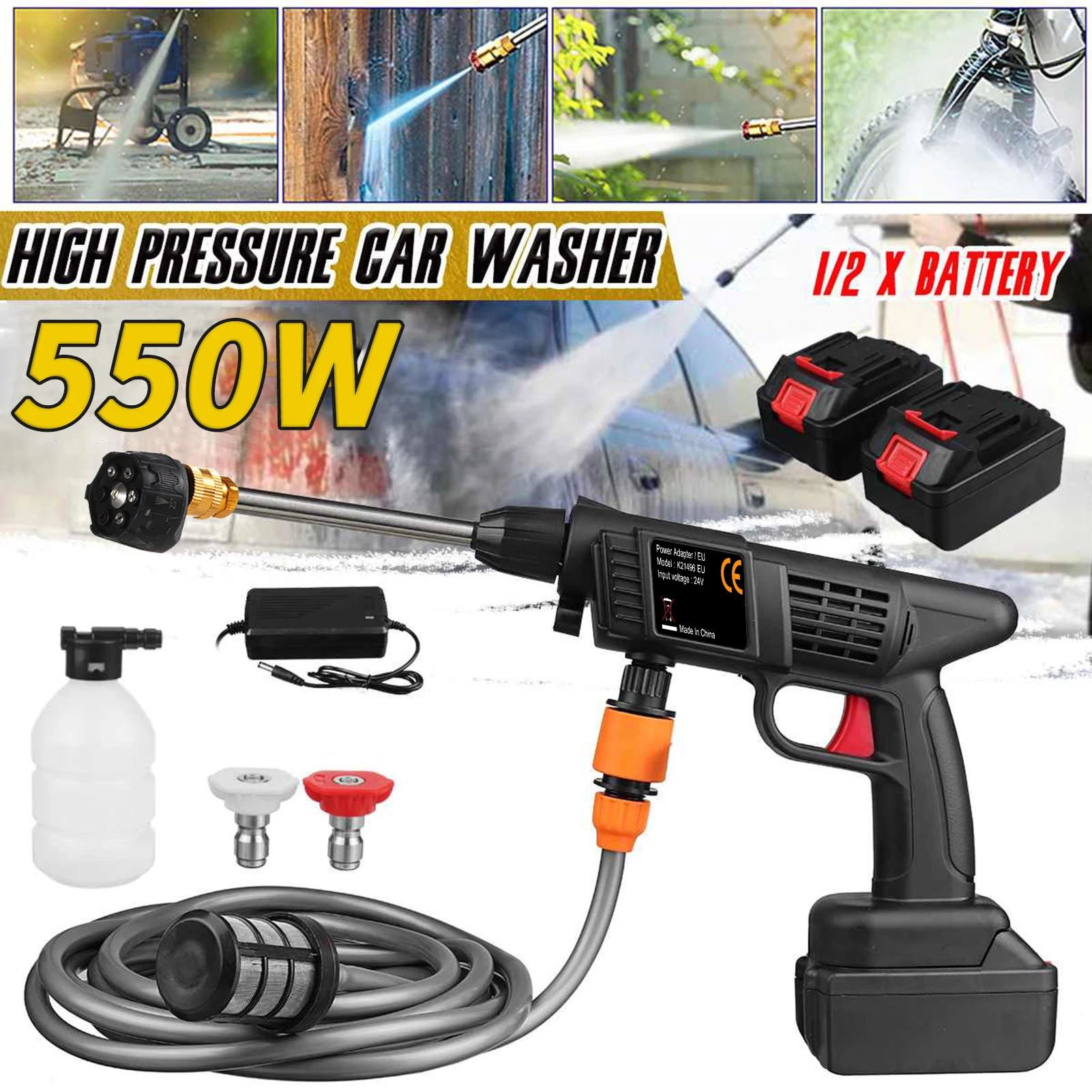 Cordless Pressure Washer 150PSI Portable Pressure Cleaner Handheld with ...