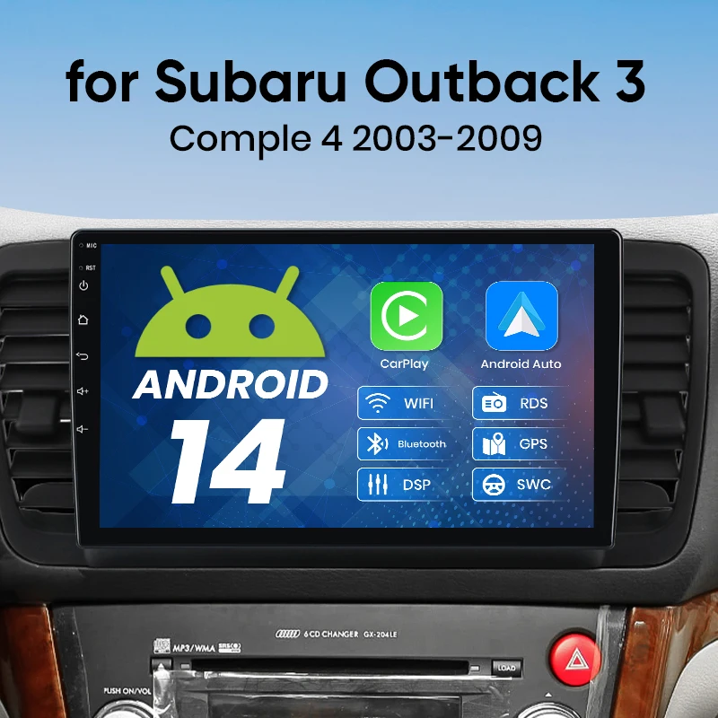 Wireless CarPlay Android Auto Radio For Subaru Outback 3 Legacy 4 2003 ...