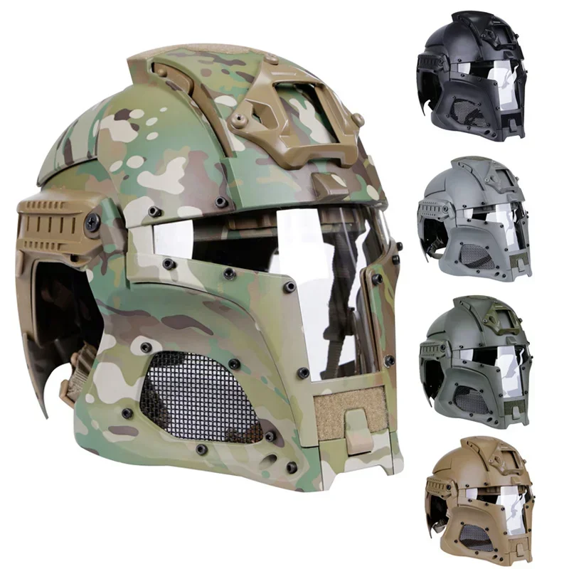 Airsoft Full Face Helmet Mask Safety Tactical Combat Helmet Adjustable ...