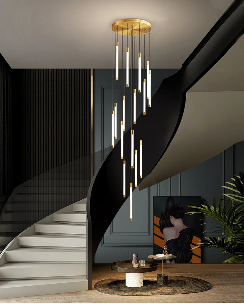 Luxury Long Led Strip Chandelier for Staircase, Living, Foyer ...