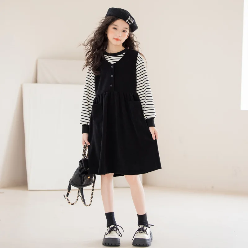 Korean-Spring-Autumn-Children-Girl-2PCS-Clothes-Set-Junior-Girl-Striped ...