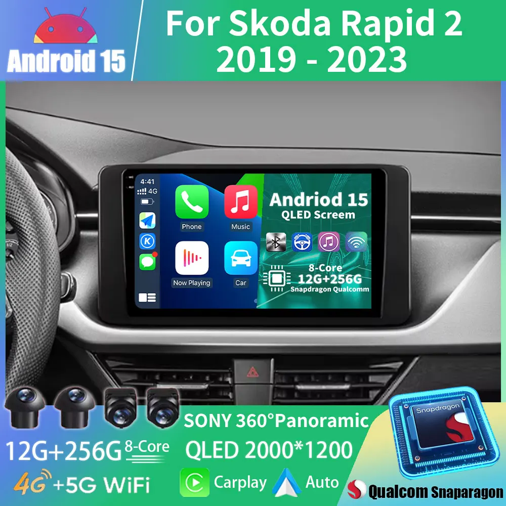 Android 15 Car Radio For Skoda Rapid 2 2019 - 2023 GPS Multimedia ...