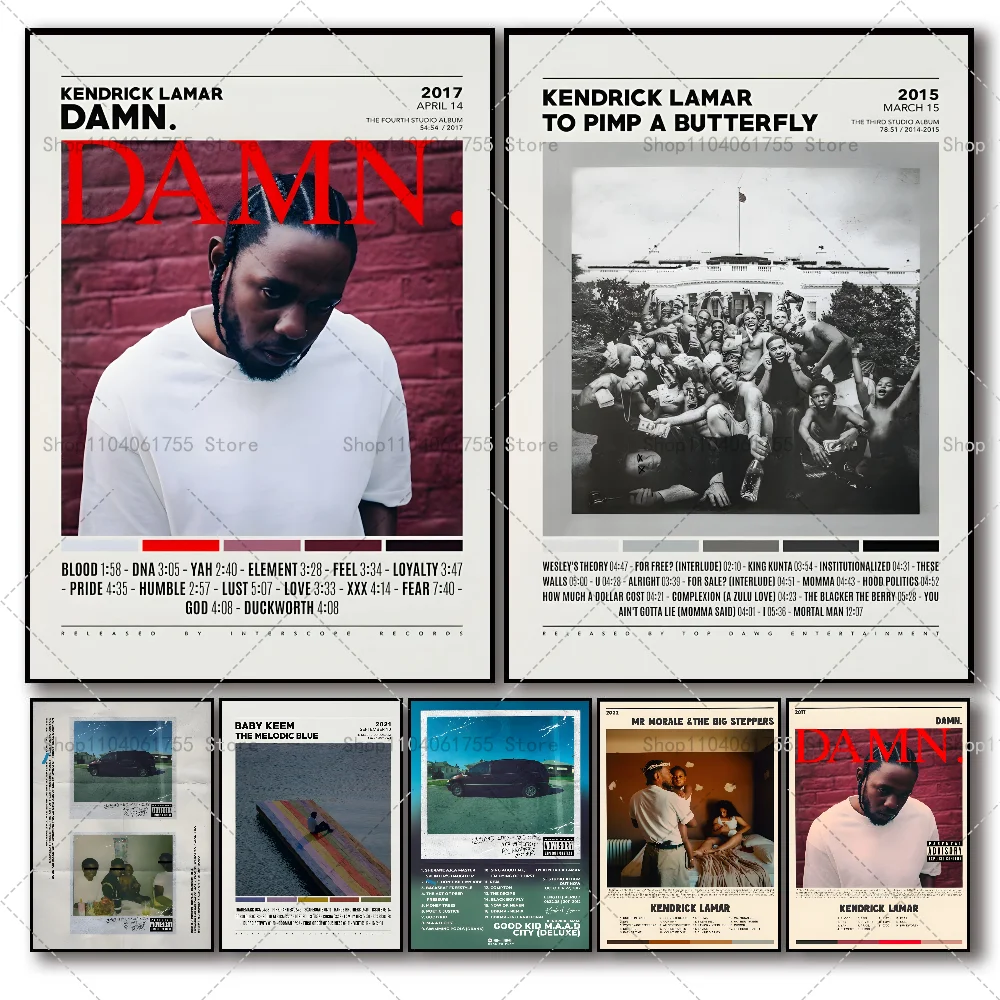 P-ster-de-rapero-Hip-Hop-Kendrick-Lamar-Damn-arte-autoadhesivo-pegatina ...