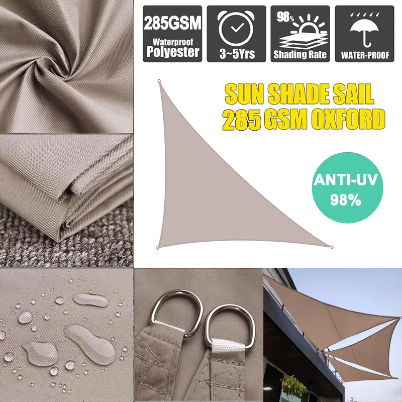 3x4x5M 5x5x7.1M Garden Sun Shade Sail Waterproof Anti-UV Triangle Shade ...