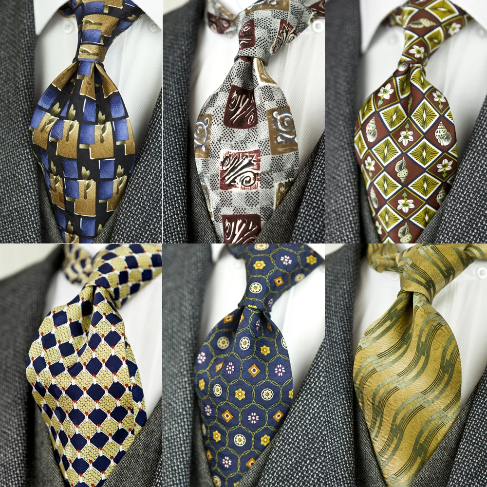 Printed-Ties-Vintage-Pattern-Abstract-Character-Multicolor-10-CM-Mens ...