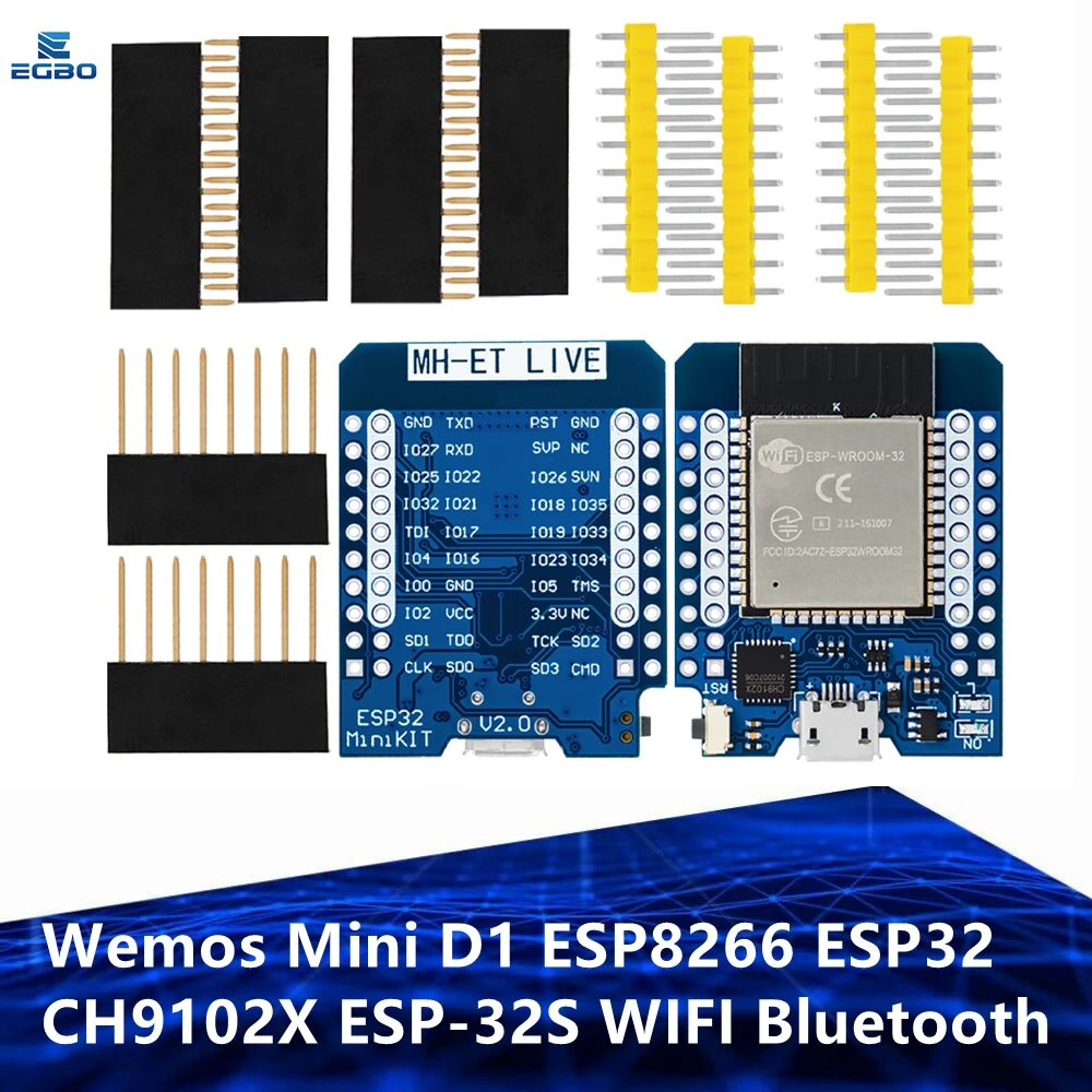 For-Wemos-Mini-D1-ESP8266-ESP32-CH9102X-ESP-32S-WIFI-Bluetooth-CP2104-Development-Board-Module ...
