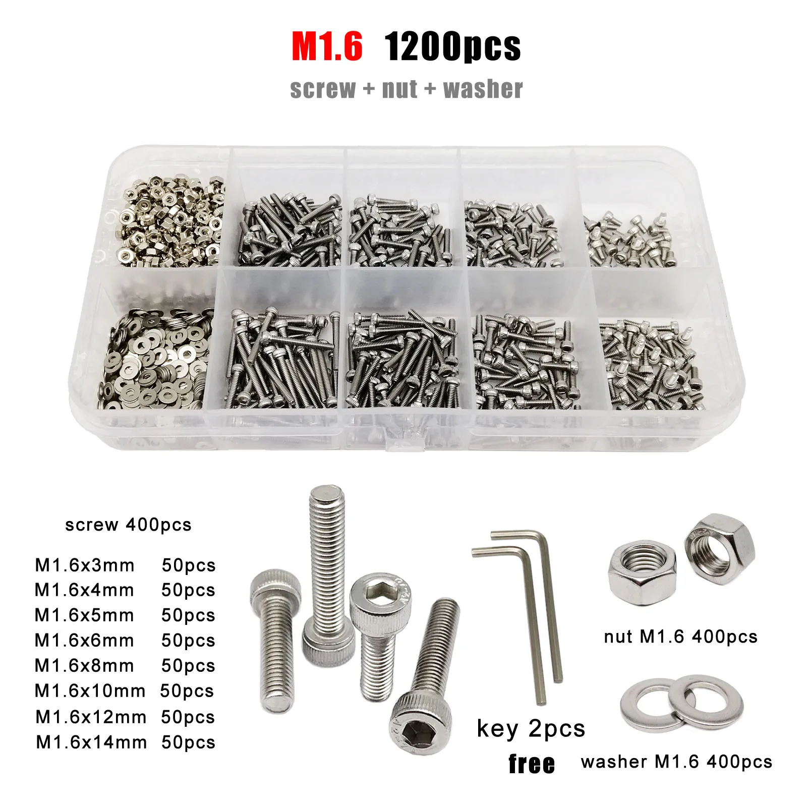 M3 Stainless Steel Hex Socket Head Cap Screws Nuts - 1 Box M1.6 M2 M2.5 M3 M4 M5 - Aliexpress